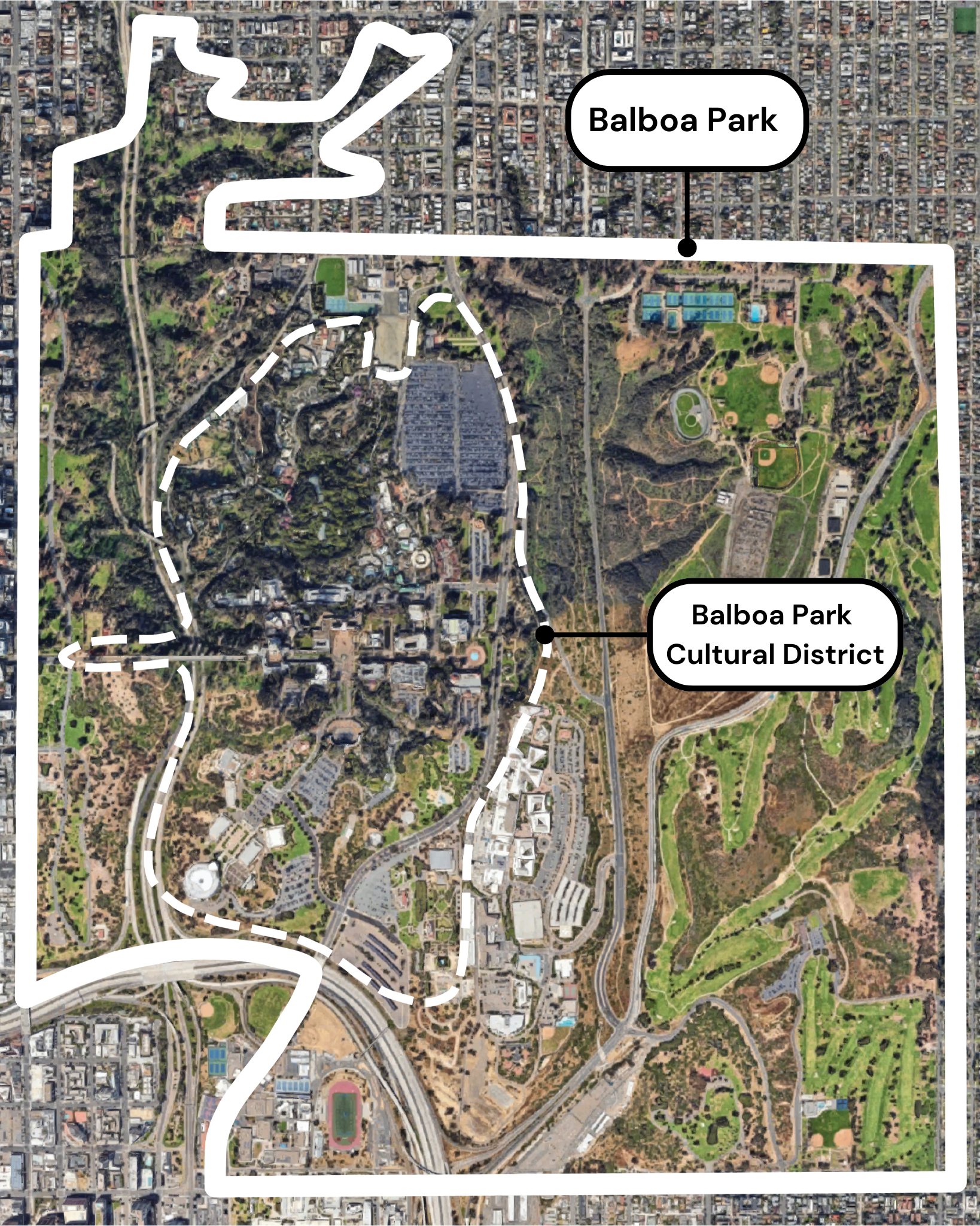 Aerial Map Of Balboa Park Balboa Park San Diego Map Layout